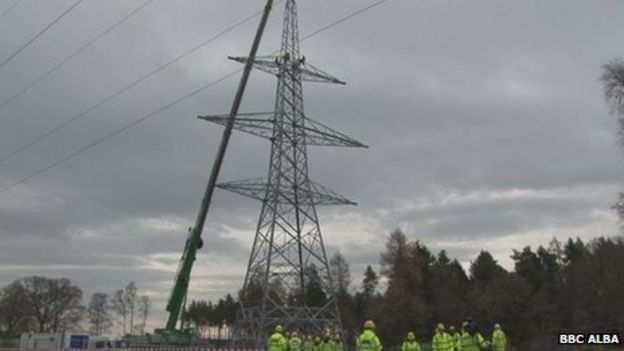 First section of Beauly to Denny power line switched on - BBC News