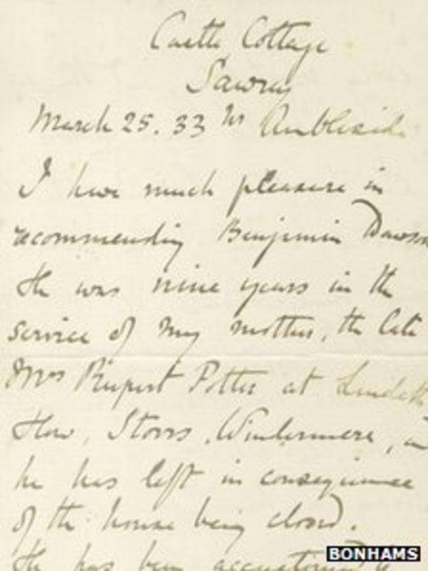 Beatrix Potter letter auctioned - BBC News