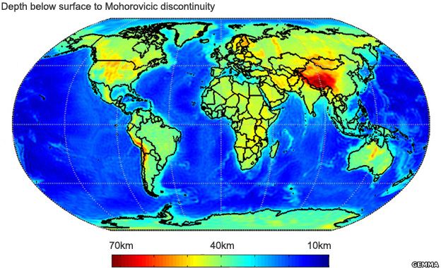 Goce gravity data traces Moho boundary - BBC News