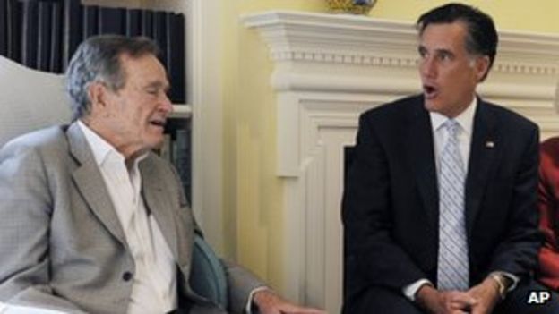 George Bush Snr formally endorses Mitt Romney - BBC News