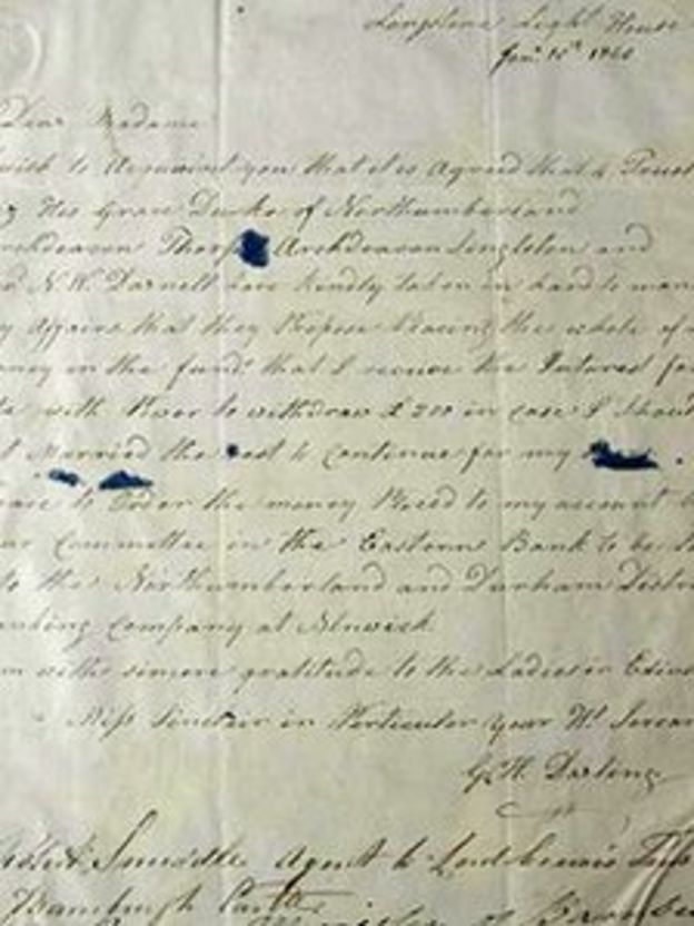 Shipwreck heroine Grace Darling letter auctioned for £460 - BBC News