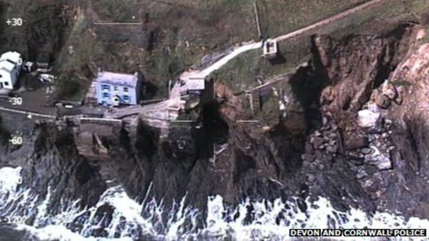 Hallsands cliff landslip area inspected - BBC News