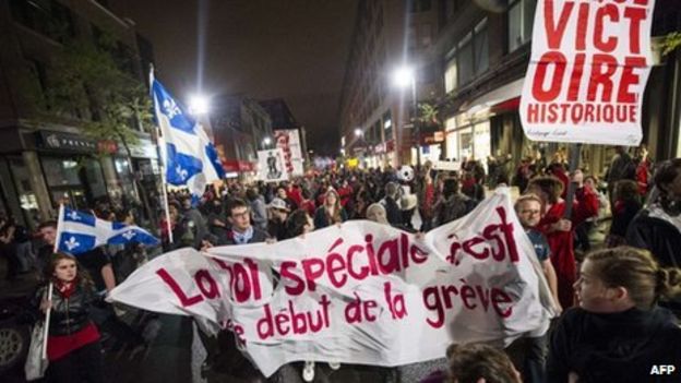 Quebec passes 'emergency bill' on student protests - BBC News
