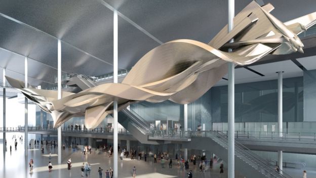 Heathrow Terminal 2 Slipstream sculpture unveiled at airport - BBC News