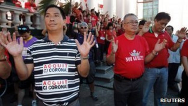 Philippines judge Renato Corona 'quits trial' - BBC News