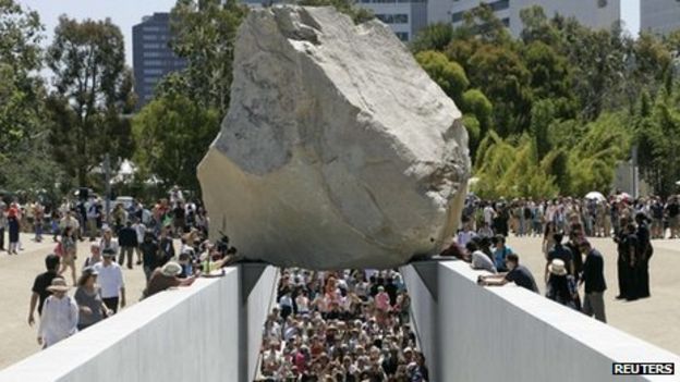 Boulder on show at Los Angeles art museum - BBC News