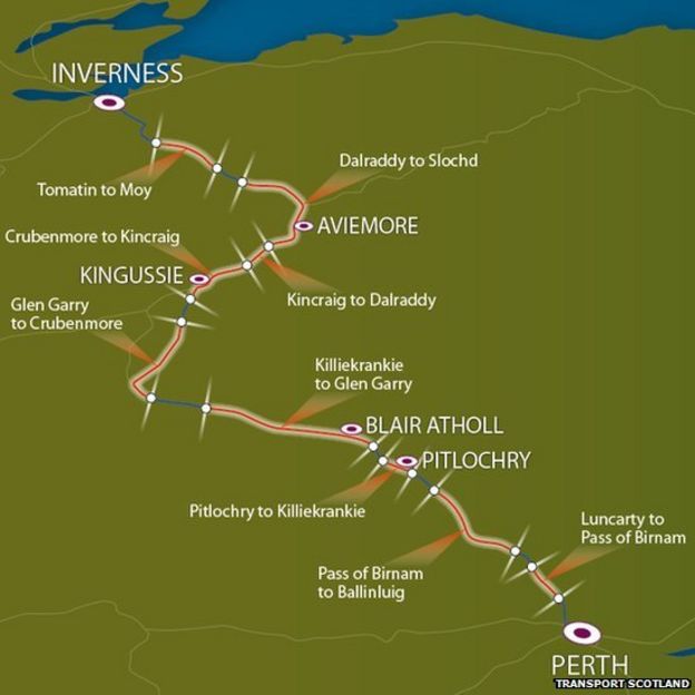 A9 Inverness to Perth carriageway upgrade to start early - BBC News
