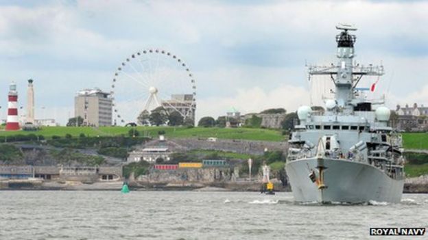 HMS Sutherland leaves Devonport for six-month tour - BBC News