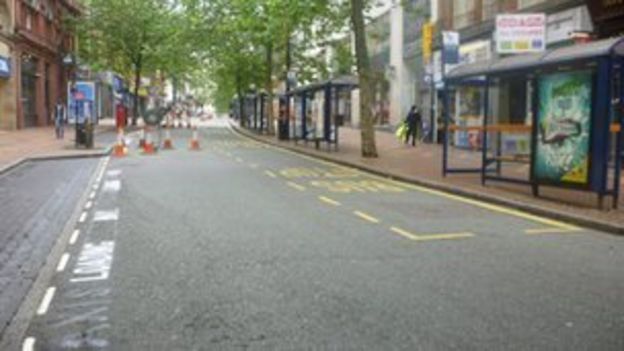 Birmingham's Corporation Street bus stops closed - BBC News