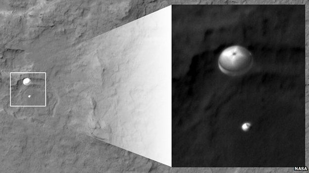 Photo shows Mars rover descent - BBC News