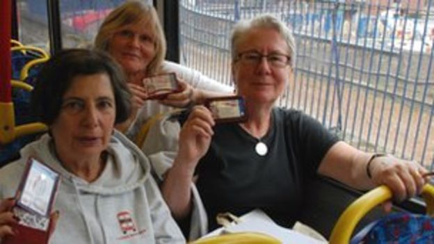Three retired ladies attempt to ride every London bus - BBC News