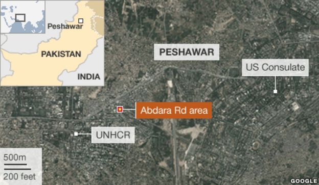 Peshawar suicide bomber kills two in attack on US vehicle - BBC News