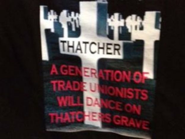 Anger at Thatcher death T-shirts on sale at TUC - BBC News