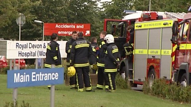 Patients back after gas leak forced Exeter hospital evacuation - BBC News