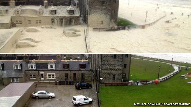 Footdee foam clears as area returns to normal after storms - BBC News