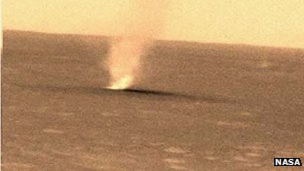 Dust-devils flirt with Curiosity Mars rover - BBC News