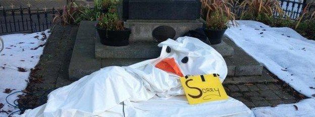 Irish town's missing snowman returned in deflated state - BBC News