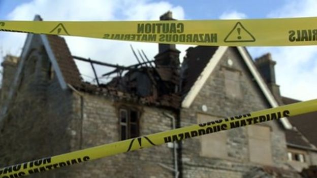 Somerset fire damages derelict Butleigh Hospital site - BBC News