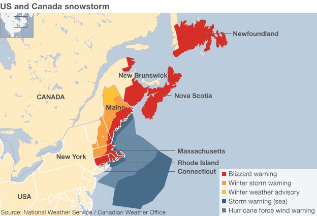 Blizzard paralyses north-east US and Atlantic Canada - BBC News