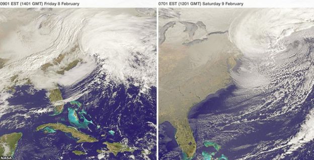 Nemo: Satellite images show US and Canada under snow - BBC News