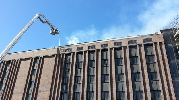 National Library fire destroys section of roof - BBC News