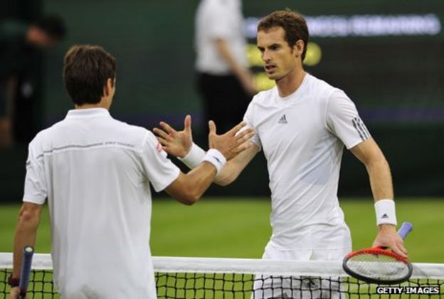 The post-tennis arm-wrestle handshake - BBC News