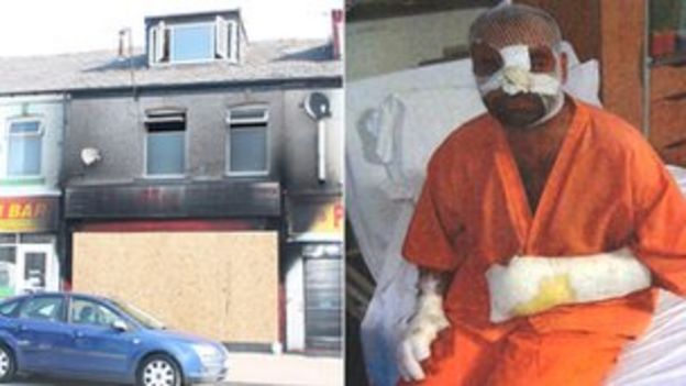 Jail for 'inept' arsonist injured in Rochdale takeaway attack - BBC News