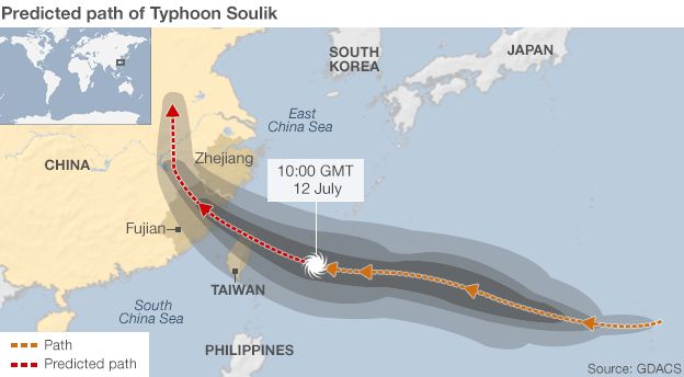 Taiwan braces for Typhoon Soulik - BBC News