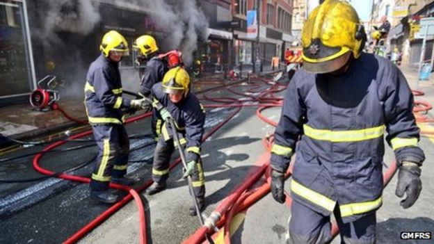 Shop store room fire breaks out in Manchester city centre - BBC News