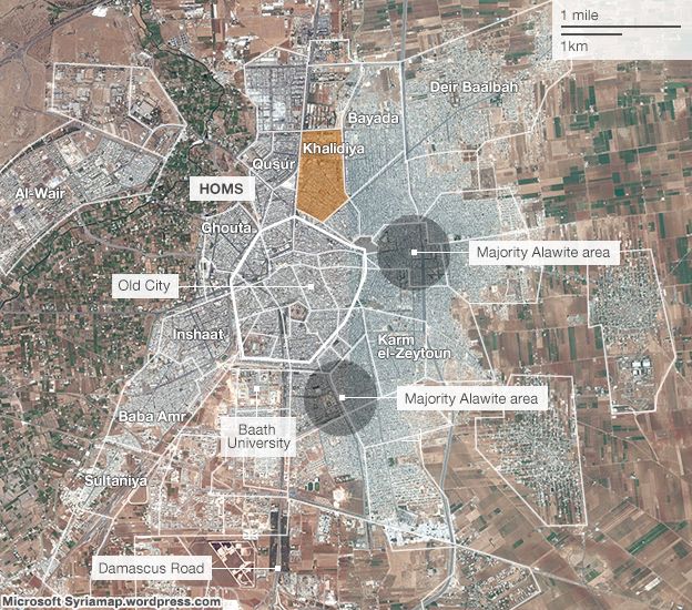 Syria army 'retakes' key Homs district of Khalidiya - BBC News