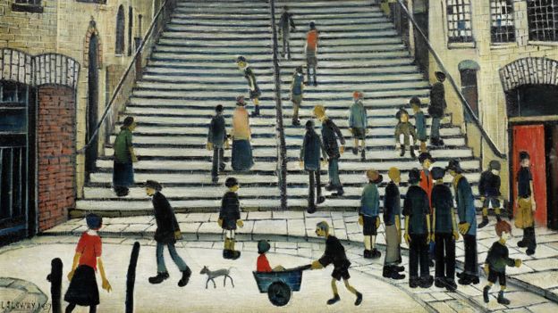 LS Lowry's Station Approach, Manchester in rare public showing - BBC News
