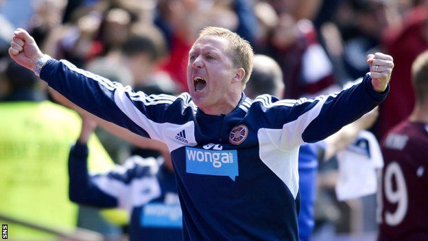 Hearts boss Gary Locke dedicates derby victory to fans - BBC Sport