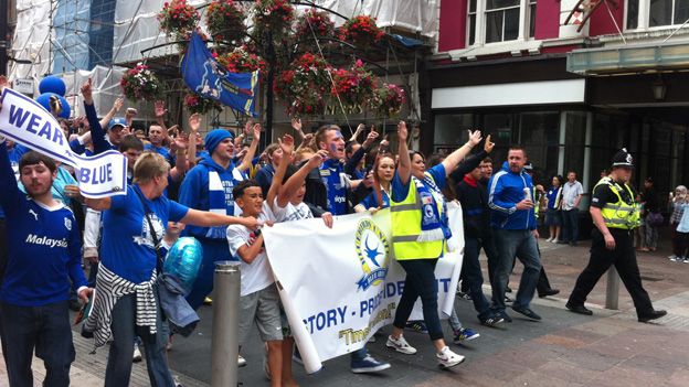 Bluebirds Unite: Cardiff fans walk remembers club's 'heritage' - BBC News