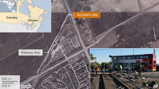Ottawa bus and train collision kills six - BBC News
