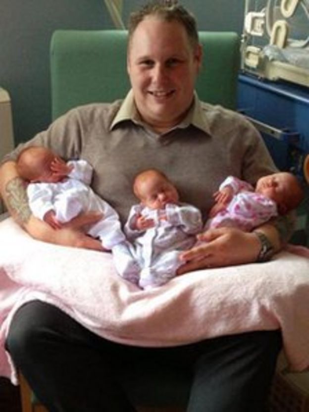 Identical triplets born against odds in Pontypool - BBC News