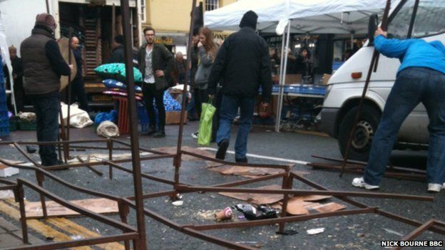 Mold market crash: Eight hurt as car hits stalls - BBC News