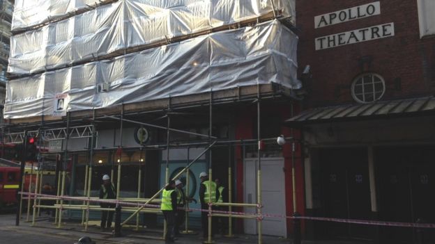 In pictures: Day after Apollo Theatre ceiling collapse - BBC News