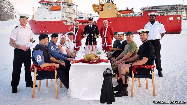 Christmas comes early for Royal Navy ship HMS Protector - BBC News