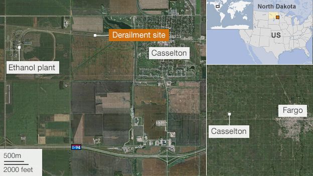 North Dakota town evacuates after oil train fire - BBC News