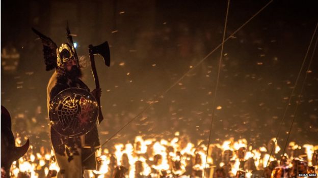 In pictures: Up Helly Aa Viking fire festival - BBC News
