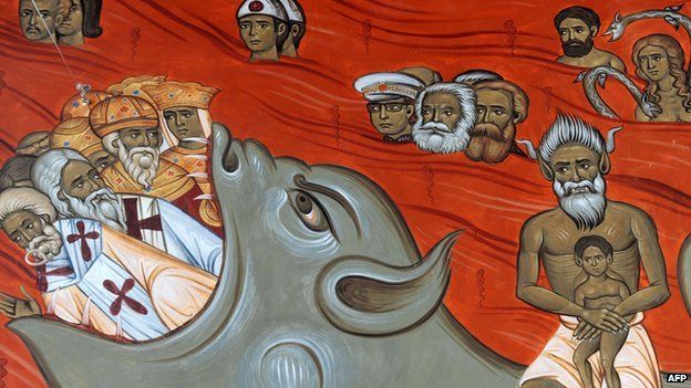 Montenegro church depicts Tito, Marx and Engels in hell - BBC News