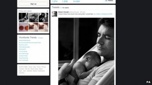 Simon Cowell tweets pictures of baby Eric - BBC News