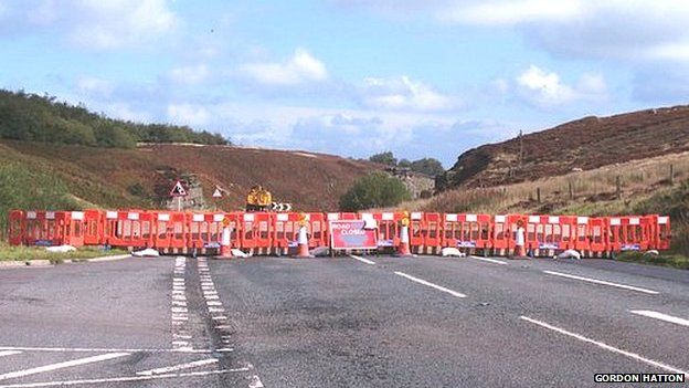 'Unprecedented' rain sparks A59 Kex Gill landslip work - BBC News