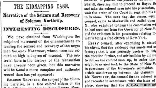 NY Times corrects 1853 article on '12 Years a Slave' tale - BBC News