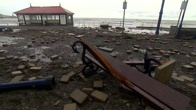 Aberystwyth's storm-hit prom to be repaired before Easter - BBC News