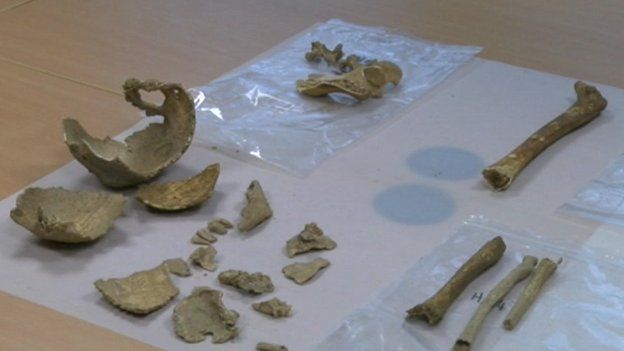 Storms expose ancient human remains on Cornish beach - BBC News