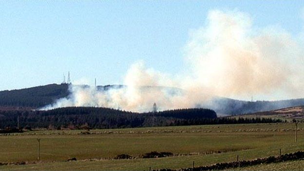 Firefighters control woodland blaze near Stonehaven - BBC News