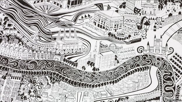 Bristol artist creates hand-drawn maps of the city - BBC News