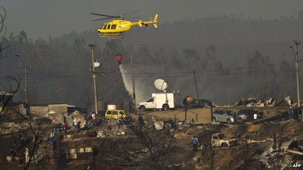 Chile promises to rebuild fire-hit Valparaiso - BBC News