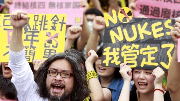 Clashes as anti-nuclear protests hit Taiwan - BBC News